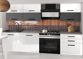 Kuchyňská linka Belini 180 cm bílý lesk / šedý mat s pracovní deskou Primera2