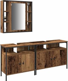 Koupelnové umyvadlové jednotky 3 ks Hnědá 80 x 30 x 60 cm 3332546
