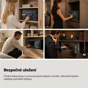 Trezor S2 bezpečnostní, ohnivzdorný, elektronický na kód, na dokumenty, 400x280x340 mm: EDGAR