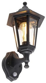 Klasické venkovní nástěnné svítidlo černé s pohybovým senzorem - New Haven