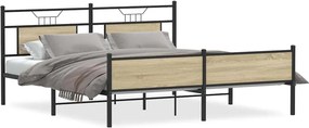 Kovový rám postele bez matrace dub sonoma 183 x 213 cm 3325126