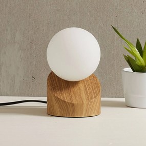 Stolní lampa LED Alisa, s dřevěnou nohou