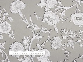 Biante Dekorační povlak na polštář s lemem PM-021 Zámecké květy na šedobéžovém 30 x 50 cm