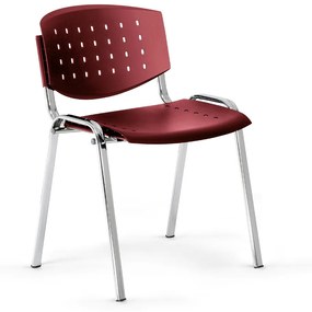 Konferenční židle Troy II - chromované nohy, červená