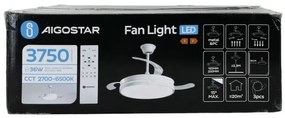 Aigostar - LED Stmívatelný stropní ventilátor LED/36W/230V 2700-6500K + DO bílá
