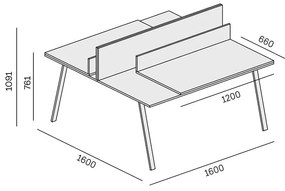 PLAN Kancelářský psací stůl DOUBLE LAYERS, posuvná vrchní deska, s přepážkami, bílá