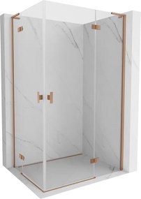 Mexen Mist-H L Duo, 2-křídlý ​​sprchový kout 80 x 100 cm, čiré sklo, měděný matný profil, 8A5L-080L-100P-65-00