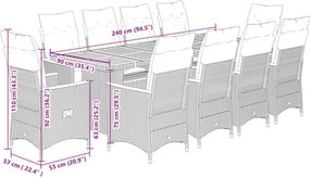 11dílný zahradní bistro set s poduškami černý polyratan 3277250