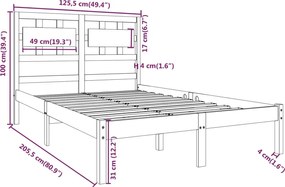 vidaXL Rám postele masivní dřevo 120 x 200 cm [3105660] Barva: Šedá