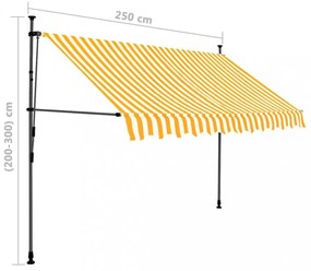 Ručně zatahovací markýza s LED světlem 250x120 cm Dekorhome Bílá / oranžová