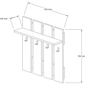 Nástěnný věšák MITA 70x70 cm antracit/hnědá