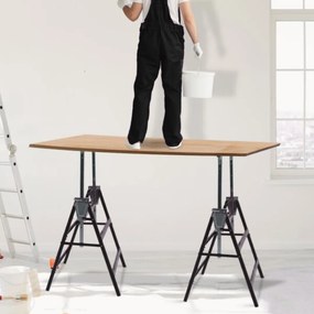 Teleskopické lešenářské kozy DANNY, sada 2 ks, max. 200kg, 60 x 56 x 81-130cm, stříbrná/černá Jurhan