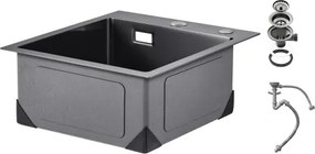 Kuchyňský dřez 40 cm Topmount Jednomístná vestavná umyvadlo z nerezové oceli Černá