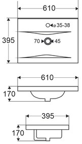 Mereo Vigo koupelnová skříňka s umyvadlem 61 x 71,8 x 39,5 cm MDF/lamino dub Riviera hnědá CN321 Koupelny Bernold