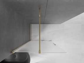 Mexen Velar, sprchová zástěna s posuvnými dveřmi Walk-in 75 x 200 cm, 8mm sklo námraza, zlatá lesklá, 871-075-000-33-50