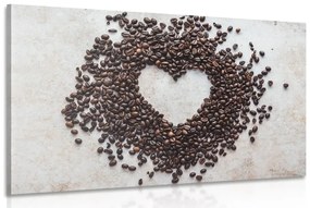 Obraz srdce z kávových zrn - 90x60 cm