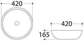 Sapho - Umyvadlo na desku DALMA pr. 42 cm keramika/carrara/bílá