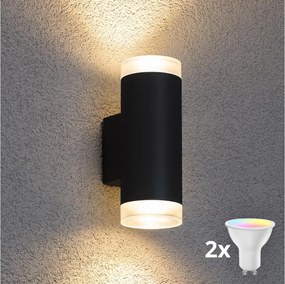 Brilagi - LED RGBW Venkovní nástěnné svítidlo MATERA 2xGU10/6W/230V černá IP54