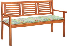 vidaXL 3místná zahradní lavice s poduškou 150 cm masivní eukalyptus [3061010] Barva: Vzor listí
