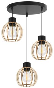 Závěsné svítidlo Timber 8, 3x dřevěné stínítko,