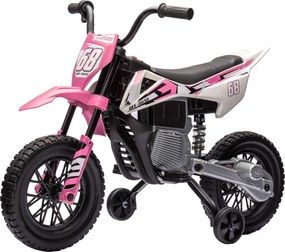 AIYAPLAY elektrická motorka pro děti, motokros pro děti 3 až 6 let, 2 motory, 12V, rychlost 5 km/h, 109,5x60x72,5 cm, růžová