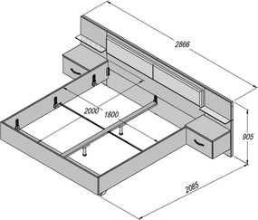 Postel s nočními stolky Telida 180x200 cm