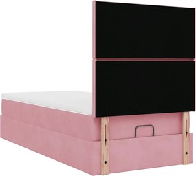 Osmanský rám postele s matracemi růžová 100x200cm samet 3313384