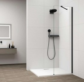 Polysan Esca - Sprchová stěna Walk-In 60x210 cm, Antidrop, sklo čiré/matná černá ES1060-02