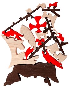Fauna Dřevěné vkládací puzzle z masivu loď Santa Maria