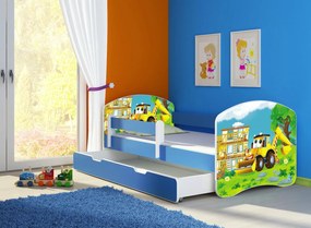 Dětská postel - Bagr 2 160x80 cm + šuplík modrá
