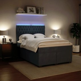 Box spring postel s matrací tmavě šedý 140 x 190 cm samet 3293213