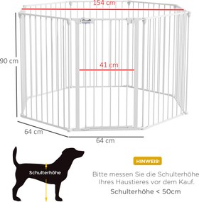 PawHut ohrádka pro štěňata, výška 90 cm, zábrana, 8 panelů, skládací, volný výběh pro psy