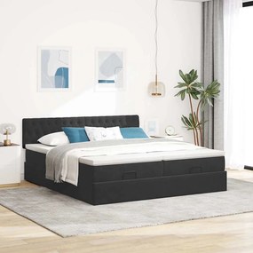Osmanský rám postele s matracíes černá 180x200cm samet 3312943