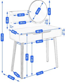 Toaletní stolek SCANDI 2 LED | CM-254121