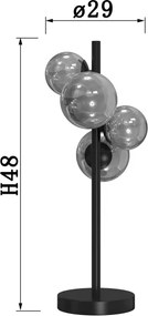 ONLI - Stolní lampa PALOMA 4xG9/10W/230V 48 cm černá/kouřová