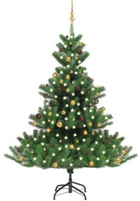 Umělý vánoční stromek normandská jedle LED a koule zelený 210cm,  3077561 HangarStore.cz