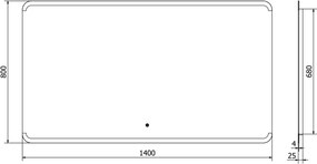 Mexen Nida osvětlené koupelnové zrcadlo 140 x 80 cm, LED 6000K, proti mlze - 9806-140-080-611-00