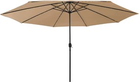 Zahradní slunečník s LED osvětlením 400 cm taupe 312533