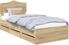 Rám postele se zásuvkou Sonoma dub 75 x 190 cm Inženýrské dřevo 3413056