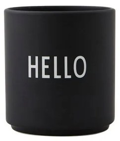 Černý porcelánový hrnek 300 ml Hello – Design Letters