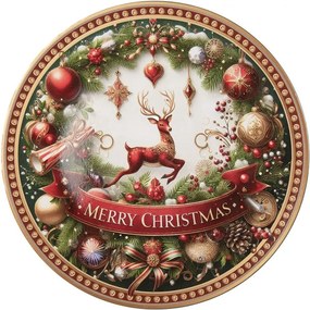 Vánoční servírovací umělý talíř Merry Christmas - Ø 33*1 cm