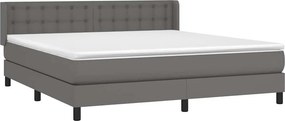 Box spring postel s matrací šedá 180x200 cm umělá kůže 3130797