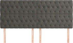 Čelo postele tmavě šedé 200 x 7 x 118/128 cm sametové 3116735
