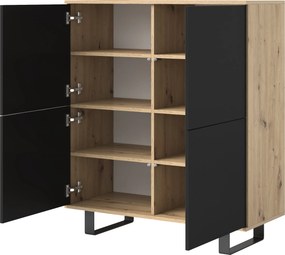 Eka Komoda s kovovými nohami EMI 4D 100 cm Barva dřeva: Černá