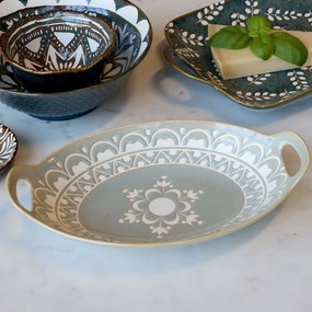 Porcelánová šedá zapékací miska Arés Ramekin s úchyty – 27,5*16*4,5 cm