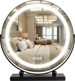 Rea Kosmetické zrcadlo ⌀40 cm s regulovatelným LED osvětlením HOM-12020 černé