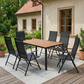 Vikio Zahradní set 140x80 pro 6 osob skládací židle V136-P2 přírodní