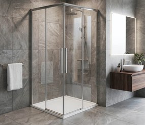 Gelco Luxor sprchový kout čtvercový 90 x 90 x 200 cm rohový vstup posuvné chrom čiré sklo GU2290CH