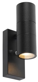 Venkovní nástěnná lampa černá se senzorem světlo-tma IP44 - Duo