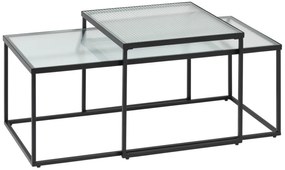 OnaDnes -20% Set dvou skleněných konferenčních stolků Kave Home Akemi 100x50/ 50x55 cm